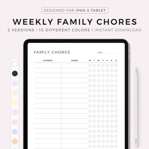 Weekly Family Chores Digital Planner, Kids & Adults House ...