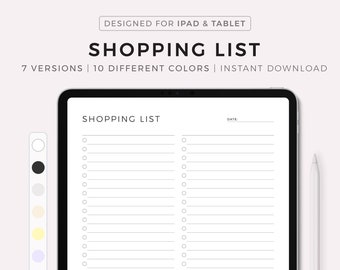 Printable Shopping List Template, to Buy List, Item Checklist, Shopping Plan, Recipe Book ...