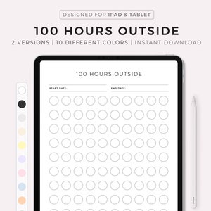 100 Hours Outside Tracker Digital, Track Your Time Outdoors, Activity ...