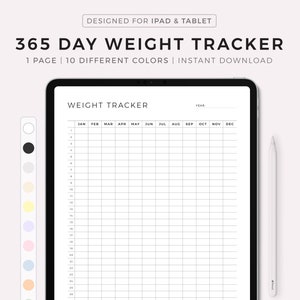 365 Day Weight Tracker Digital, Daily Weight Journal, Weight Loss ...