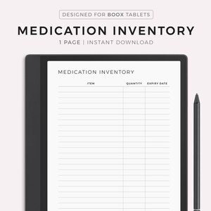 Medication Inventory Template, Compatible With Boox Note Series / Tab Series / Go 10.3, Instant ...