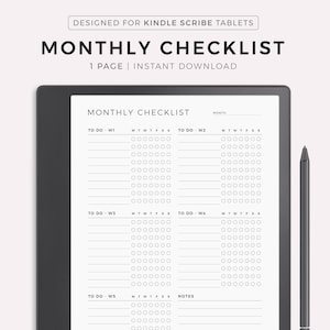 Monthly Checklist Template for Kindle Scribe, Instant Download - Etsy