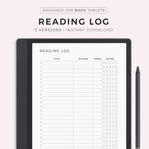 Reading Log for Boox Note Series / Tab Series / Go 10.3, Instant ...