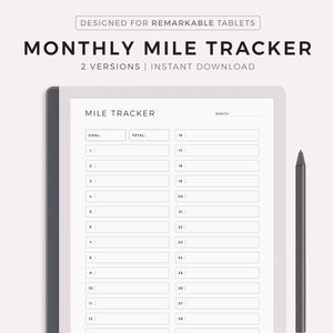 Monthly Mile Tracker for Remarkable 2, Running Tracker, Walking Tracker ...
