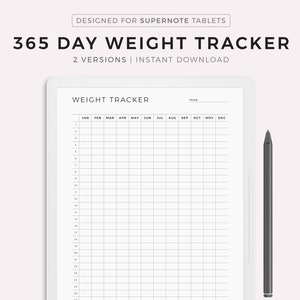 365 Day Weight Tracker for Supernote A5X2/A5X/A5/A6X2/A6X/A6, Daily ...