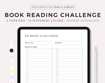 Book Reading Challenge Printable Template, Book Reading Tracker, Books ...