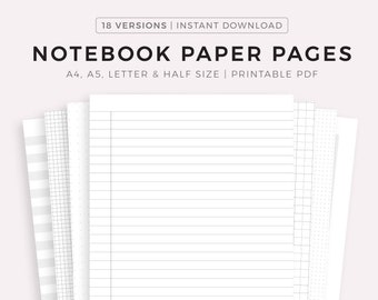 Blank & Grid Paper Printable A4/a5/letter/half Size Instant | Etsy