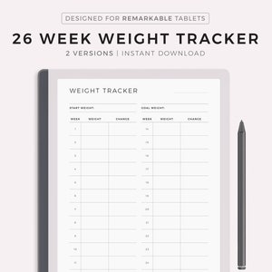 26 Week Weight Tracker for Remarkable 2, Instant Download - Etsy