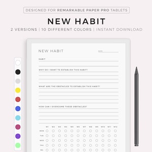 Build a New Habit Planner for Remarkable Paper Pro, 12 Week Habit ...