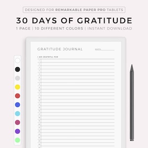 30 Days of Gratitude Template, Daily Gratitude Journal, Gratitude Log ...