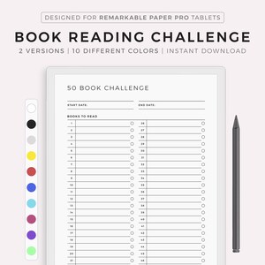 Book Reading Challenge Template, Book Reading Tracker, Books to Read ...