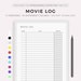 Movie Log Template for Remarkable Paper Pro, Instant Download - Etsy