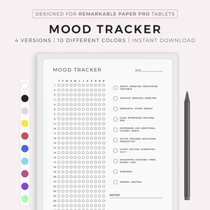 Mood Tracker for Remarkable Paper Pro, A Year in Pixels, Mood Journal ...