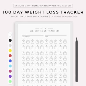 100 Day Weight Loss Tracker, Weight Loss Challenge, Weight Loss Goal ...