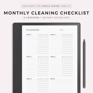 Monthly Cleaning Checklist for Kindle Scribe, Cleaning to Do List ...