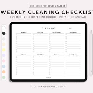 Weekly Cleaning Checklist Digital Landscape, Cleaning to Do List ...