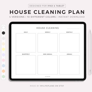 Digital House Cleaning Planner Landscape, Home Cleaning Overview ...
