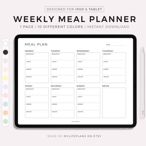 Digital Weekly Meal Planner Landscape, Compatible With Goodnotes ...