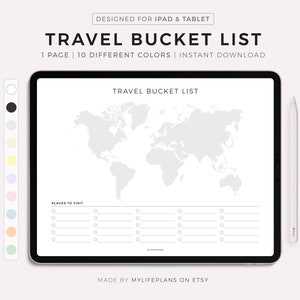 Digital Travel Bucket List Template Landscape, Travel to Do List, Dream ...
