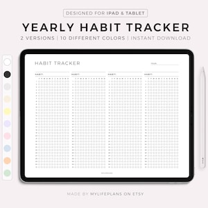 Digital Yearly Habit Tracker Landscape, Routine Checklist, Habit ...