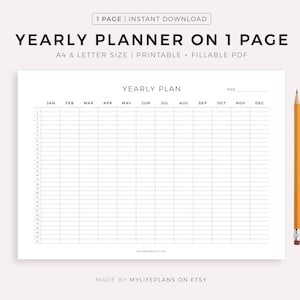 Open Dated Yearly Planner Printable Any Year Calendar 12 - Etsy Singapore