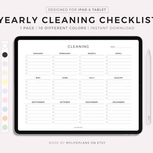 Digital Yearly Cleaning Checklist Landscape, Cleaning Task List, Simple ...