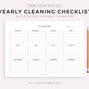 Yearly Cleaning Checklist Printable Landscape, Cleaning Task List ...
