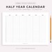 Half Year Calendar Printable, Undated Calendar on 2 Pages, Year at a ...