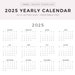 2025 Year Calendar Printable Landscape, Minimalist Calendar, Yearly ...
