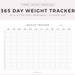 365 Day Weight Tracker Printable Landscape, Daily Weight Journal ...