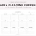 Yearly Cleaning Checklist Printable Landscape, Cleaning Task List ...