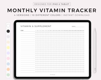 Monthly Vitamin Tracker Printable Landscape, Supplement Checklist ...