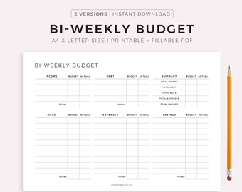 Bi-weekly Budget Planner Printable, Budget Template PDF, Budget by ...