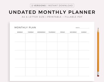 Blank Calendar Template - Etsy