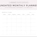 Undated Monthly Planner Printable Landscape Monday & Sunday - Etsy