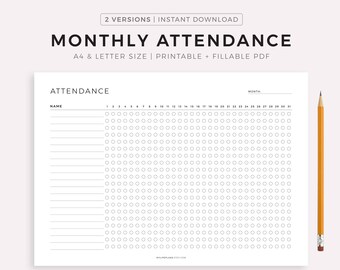 Daily Employee Attendance Log Printable Landscape Working Days, Days ...