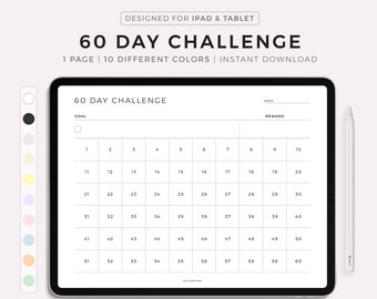 60 Day Challenge Goodnotes Template, Minimalist Habit Tracker Page ...