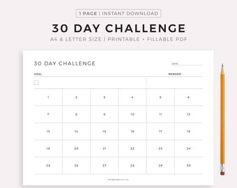 100 Day Challenge Landscape Printable A4/letter Size, Setting Goals ...