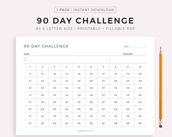90 Day Challenge Tracker Printable PDF Habit Tracker - Etsy