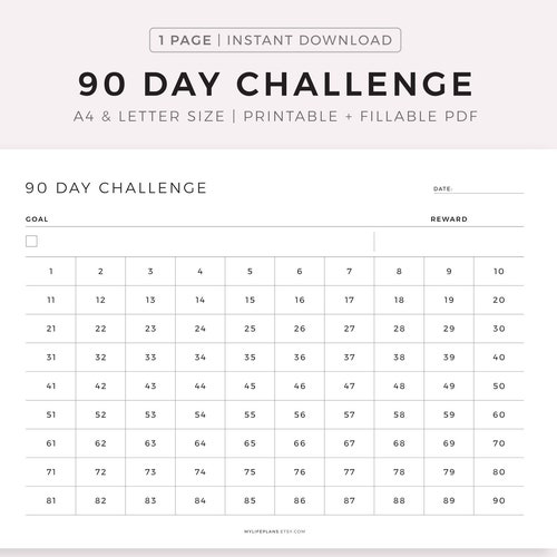 60 Day Challenge Tracker Printable PDF Habit Tracker - Etsy
