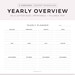 Yearly Overview Printable Landscape Yearly Planner Year at a - Etsy