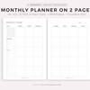 Minimalist Monthly Planner Printable, Month at a Glance, Monthly ...