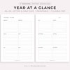 Minimalist Yearly Planner on One Page, Year at a Glance, Annual ...
