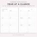 Minimalist Yearly Planner on One Page, Year at a Glance, Annual ...