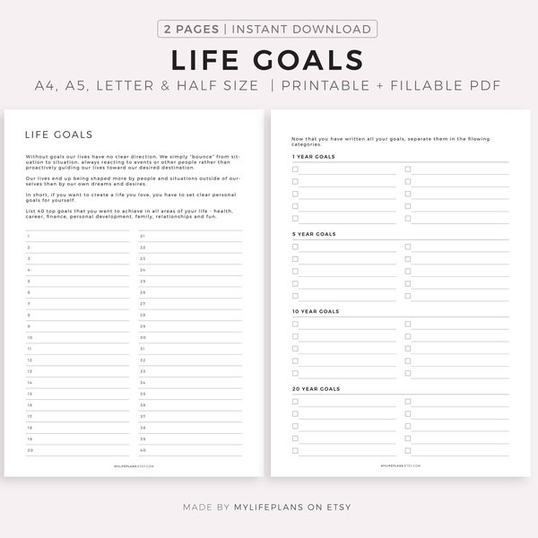 Life Vision Planner - Etsy