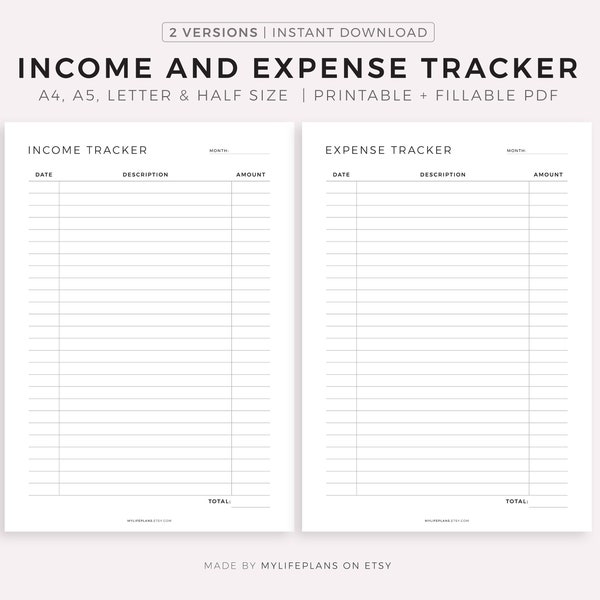 Income and Expense Tracker - Etsy