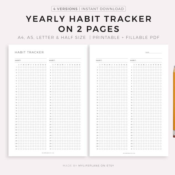 Half Letter Yearly Tracker - Etsy