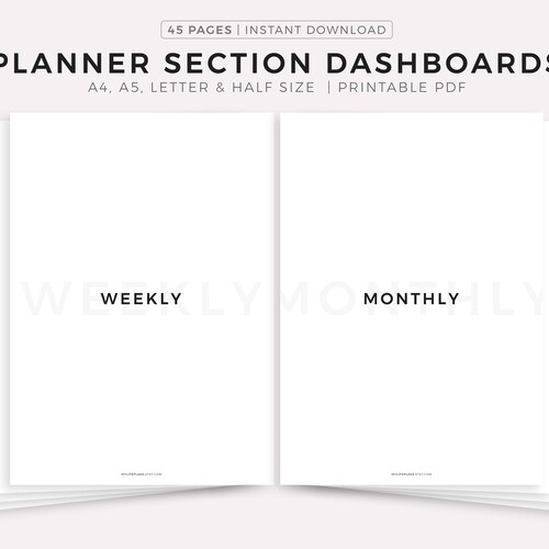 Planner Section Dashboards Printable Minimalist Divider - Etsy