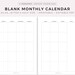 2 Page Blank Monthly Calendar Printable Minimalist Calendar | Etsy
