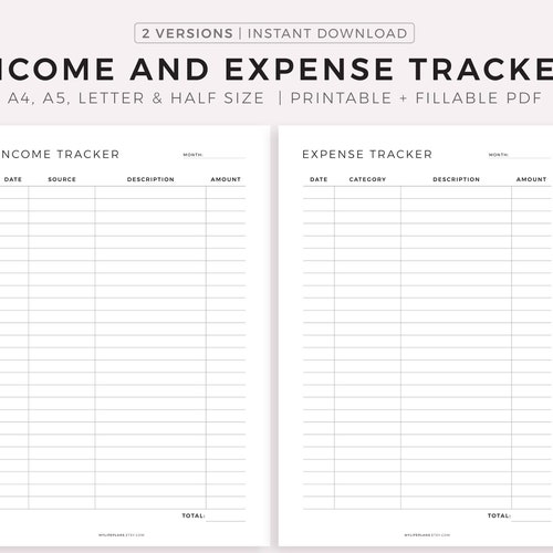 Income & Expense Tracker Monthly Budget Planner Printable - Etsy
